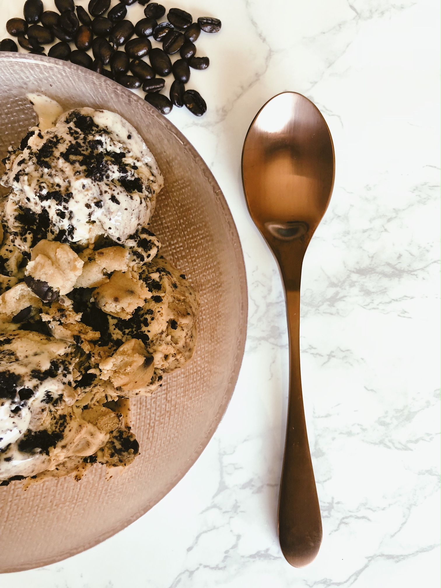 Coffee Ice Cream with Oreo and Cookie Dough Crumbles